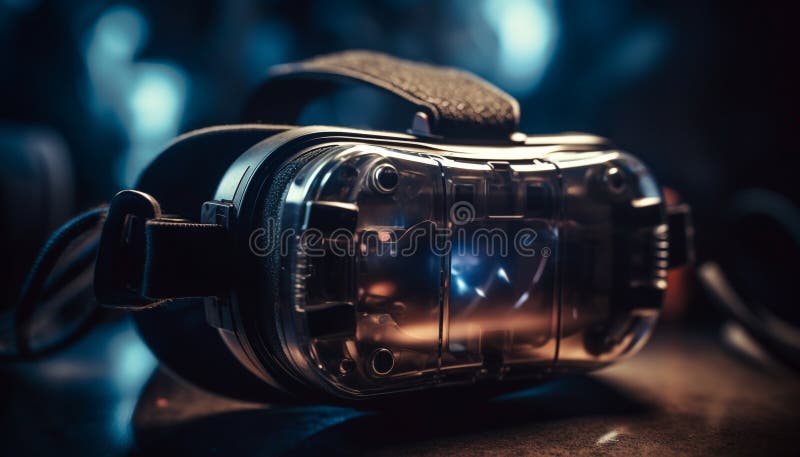 Futuristic Camera Lens Reflects Virtual Reality Simulator Generated by ...