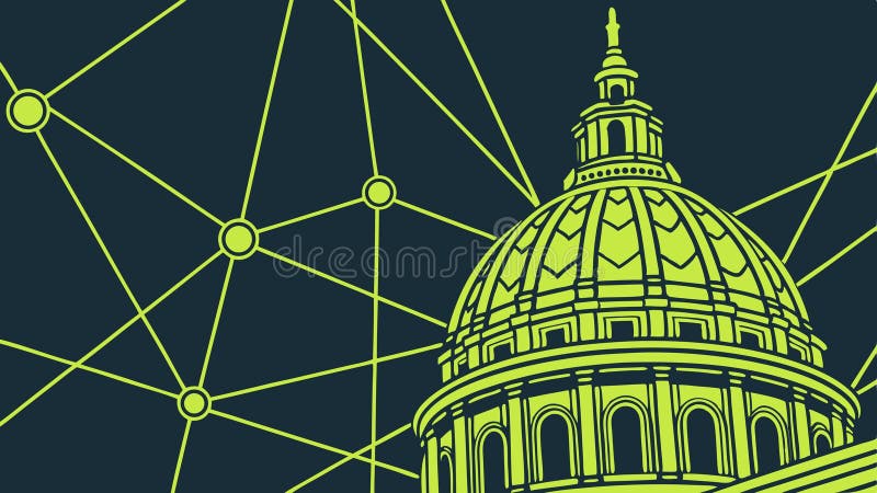 Futuristic Capitol Dome with Network Grid, Technology Architecture ...