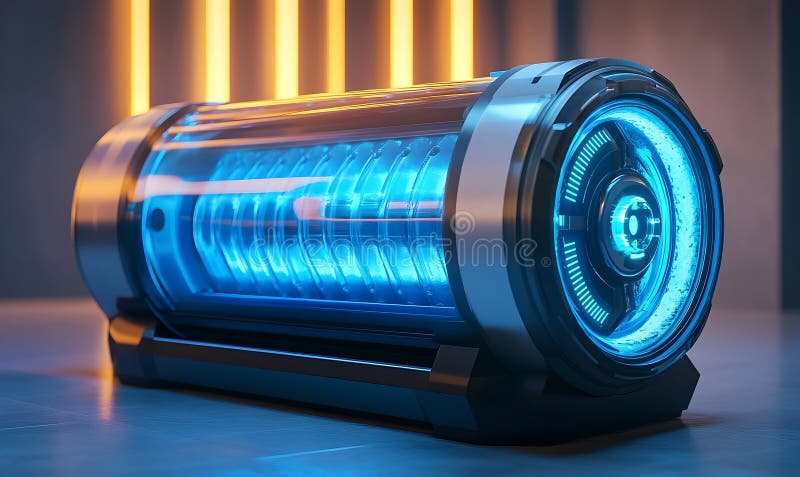 Futuristic Capsule with Advanced Technology and Luminous Blue Energy ...
