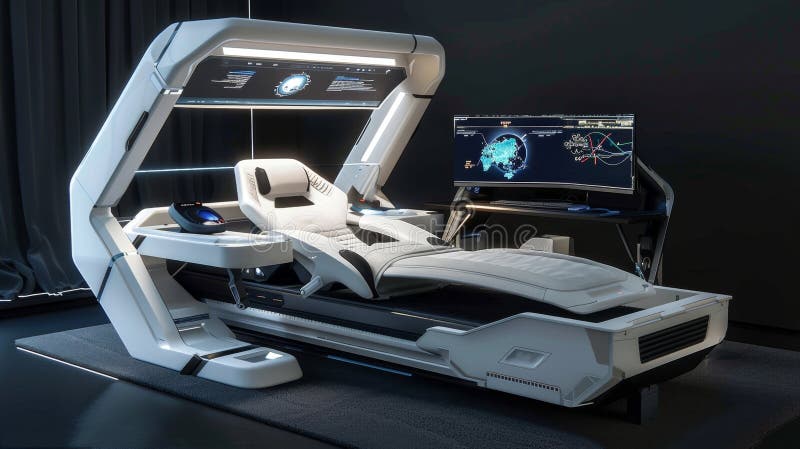 Futuristic Capsule Bed in High-Tech Bedroom Environment Stock ...