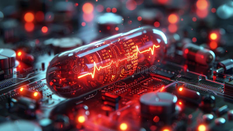 Futuristic Capsule on a Circuit Board - Generative Ai Stock ...