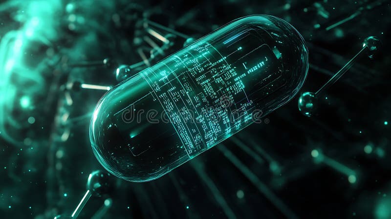 Futuristic Capsule with Digital Code Stock Illustration - Illustration ...