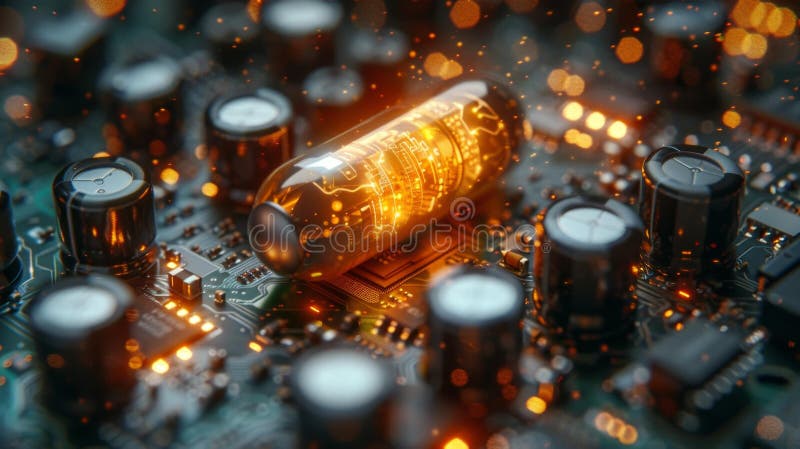 Futuristic Capsule on Electronic Circuit Board - Generative Ai Stock ...