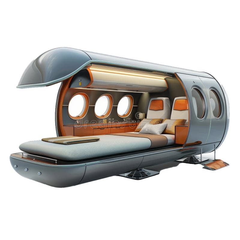 Futuristic Capsule Interior Design on Transparent Background Stock ...