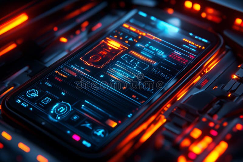 Futuristic Car App Interface Glowing with Vibrant Colors and Sleek ...