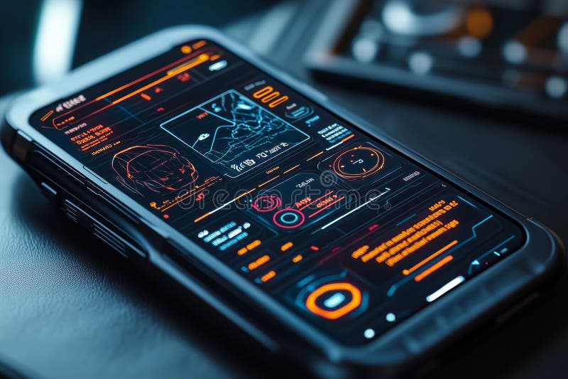 Futuristic Car App Interface Showcasing Advanced Navigation and Status ...