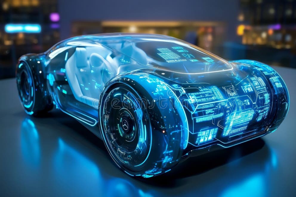 A Futuristic Car with Blue Lights on it Stock Illustration ...