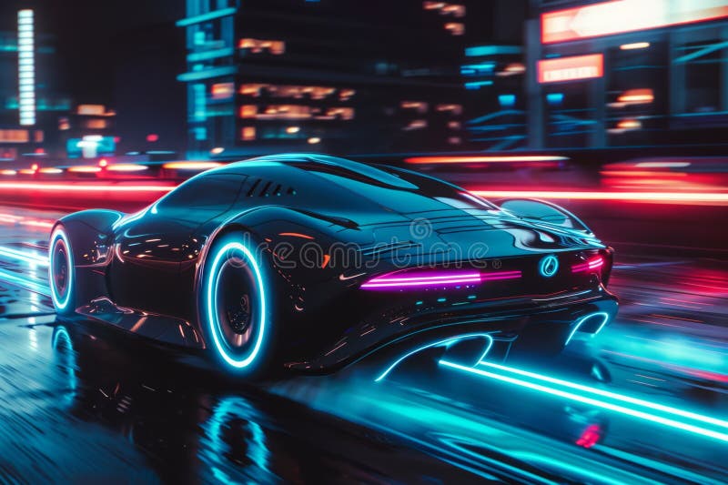 Glowing Car Made of 3d Triangular Polygons Stock Image - Image of ...