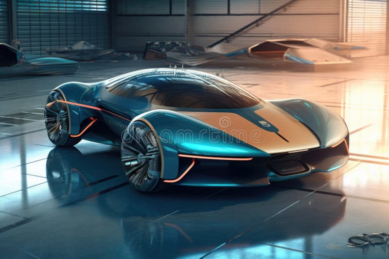 Futuristic Car with Built-in Drone Landing Pad Stock Illustration ...