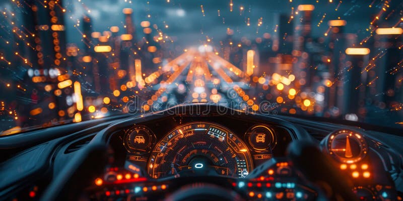 Futuristic Car Cockpit with an Advanced Digital Dashboard and ...