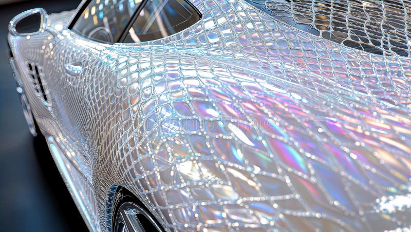 Futuristic Car Surface: Reflective Hexagonal Patterns, Generative Ai ...