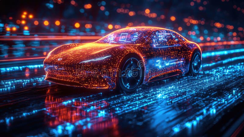 Futuristic Car Concept with Digital Interface, Data Stream Design and ...