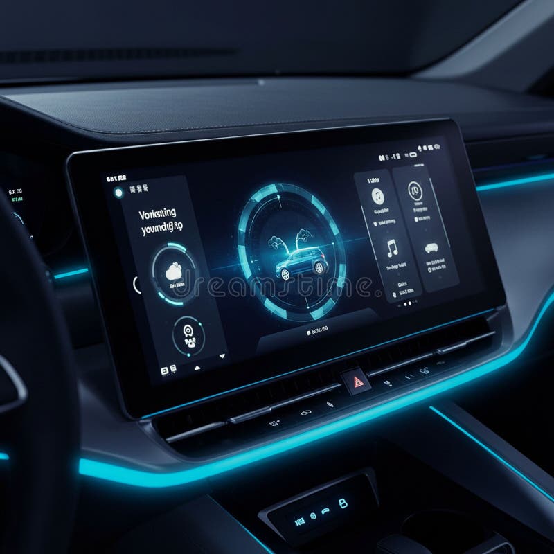 Futuristic Car Dashboard Featuring a Large, Touch-sensitive Digital ...