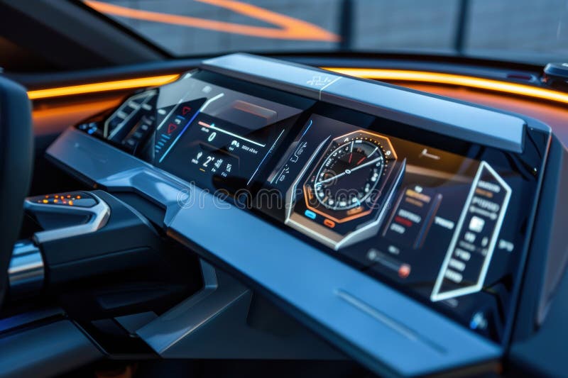 Futuristic Car Dashboard with Interactive Infotainment System for High ...