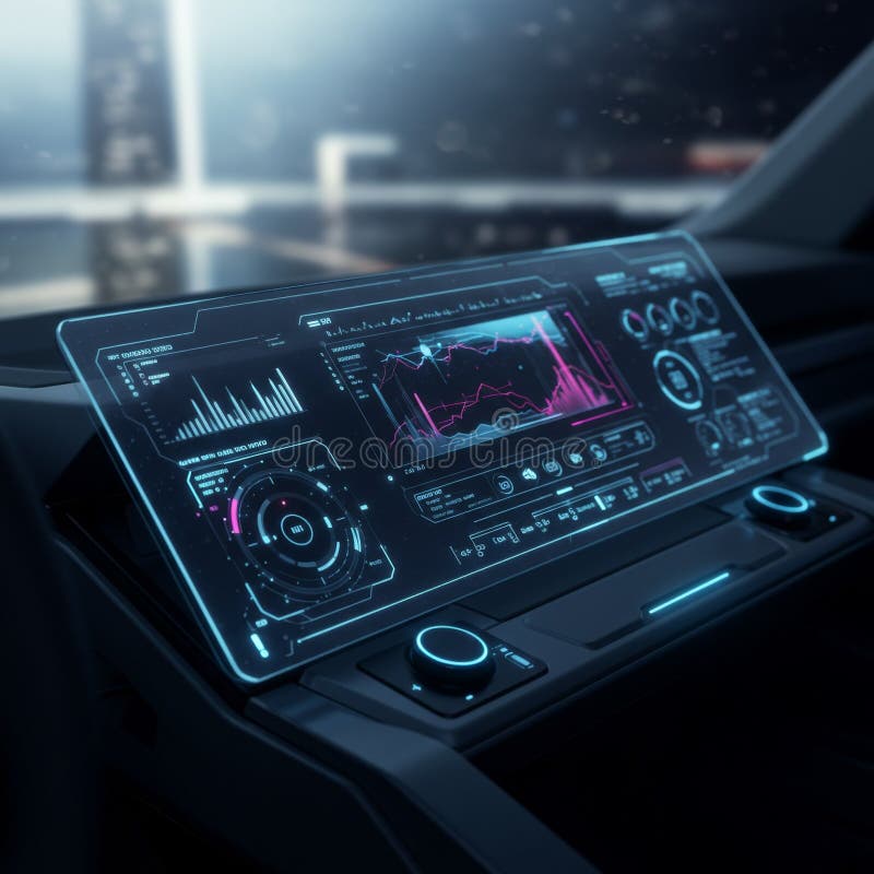 Futuristic Car Dashboard - Generative AI Stock Illustration ...