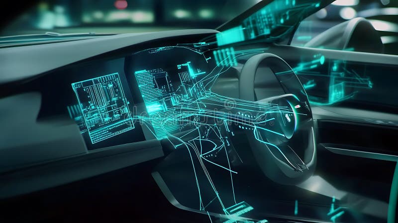 A Futuristic Car Dashboard Showing an Exploded View of the HVAC System ...