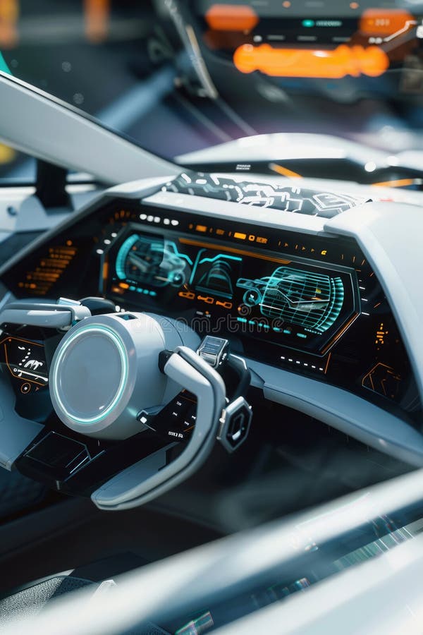 Futuristic Car Dashboard with Touch Screen Controls. Technology Vehicle ...