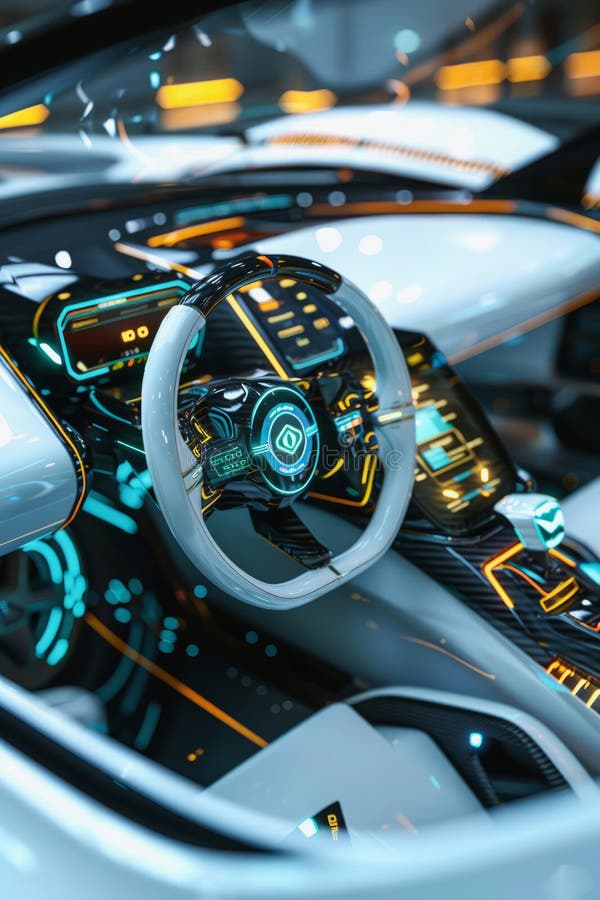 Futuristic Car Dashboard with Touch Screen Controls. Technology Vehicle ...