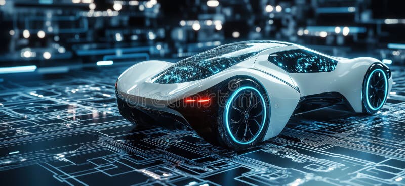 Futuristic Car Design with Digital Interface, Sleek Aerodynamic Shape ...