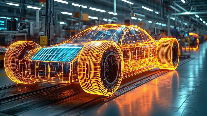 Futuristic Car Design Features Glowing Wireframe Structure ...