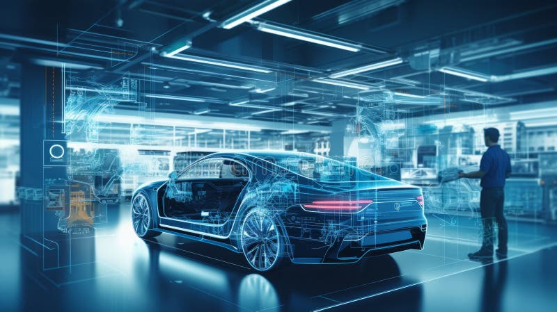 Futuristic Car Design in a Laboratory Setting, with Holographic ...