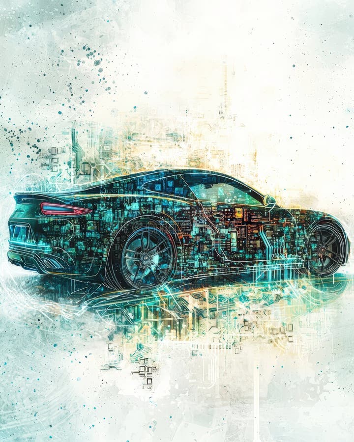 A Futuristic Car Design Showcasing Technology and Digital Elements ...