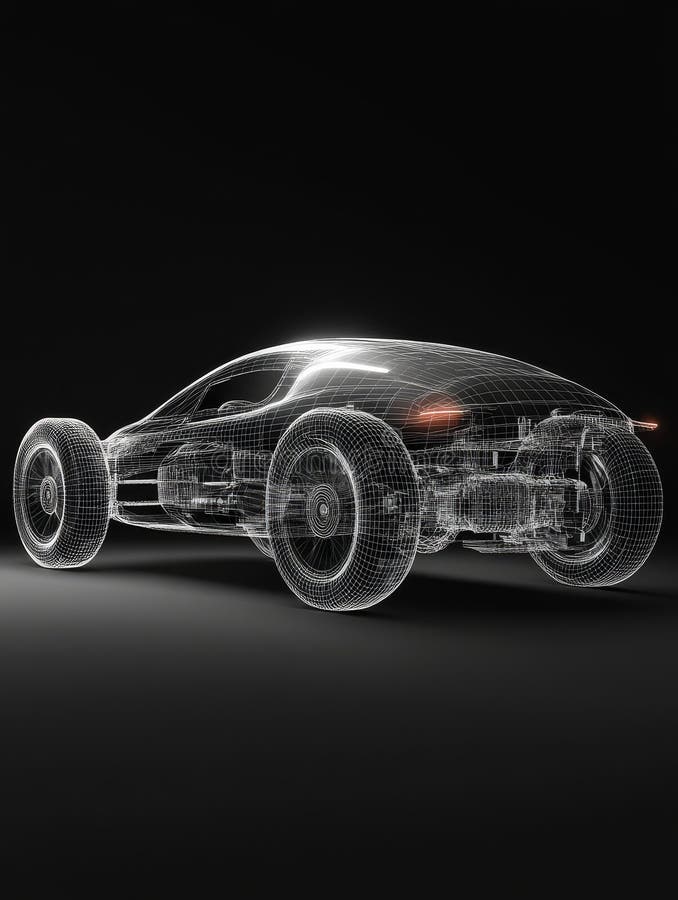 Futuristic Car Design Wireframe Concept Showcasing a Sleek and ...