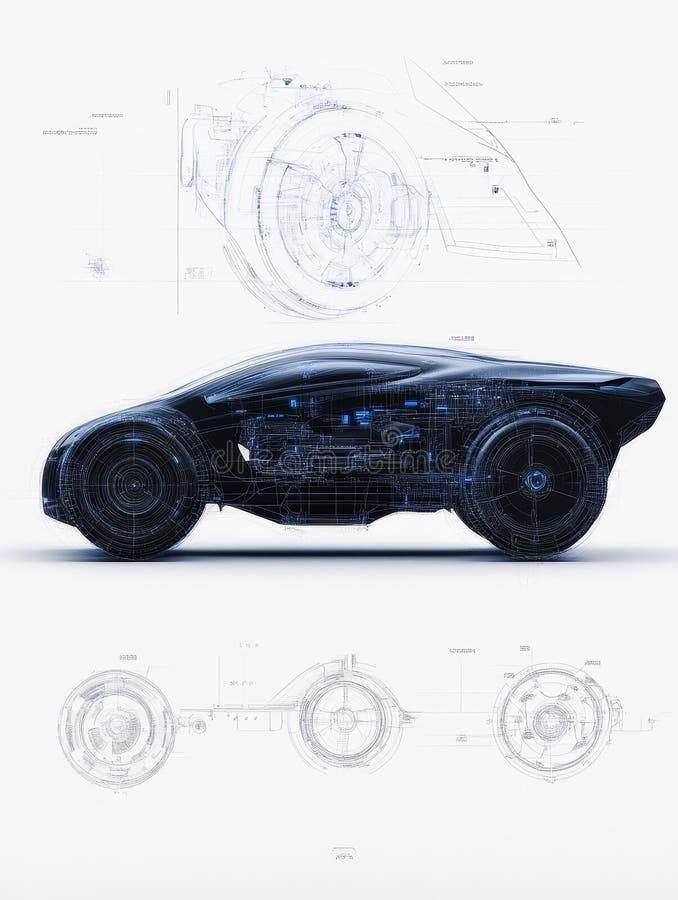 Futuristic Car Design Wireframe Concept Showcasing a Sleek and ...