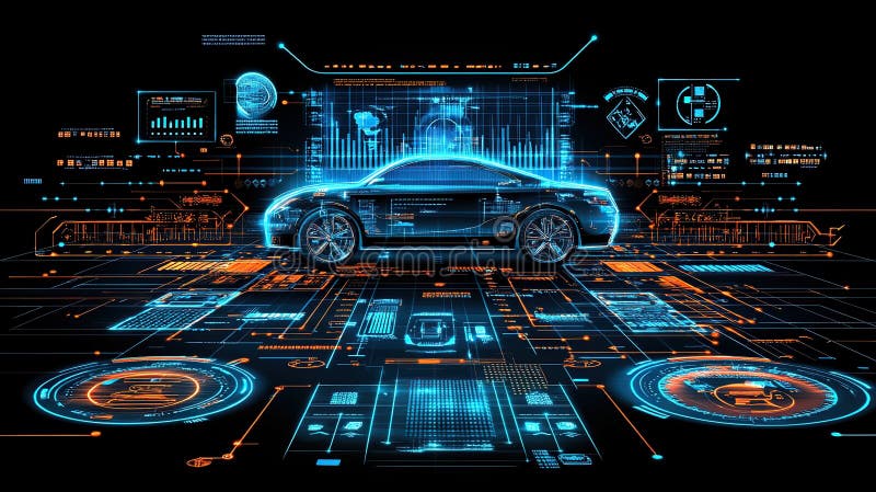 Futuristic Car with Digital Interface, Showcasing Advanced Automotive ...