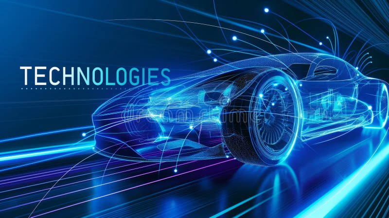 Futuristic Car with Digital Technology Elements Stock Image - Image of ...