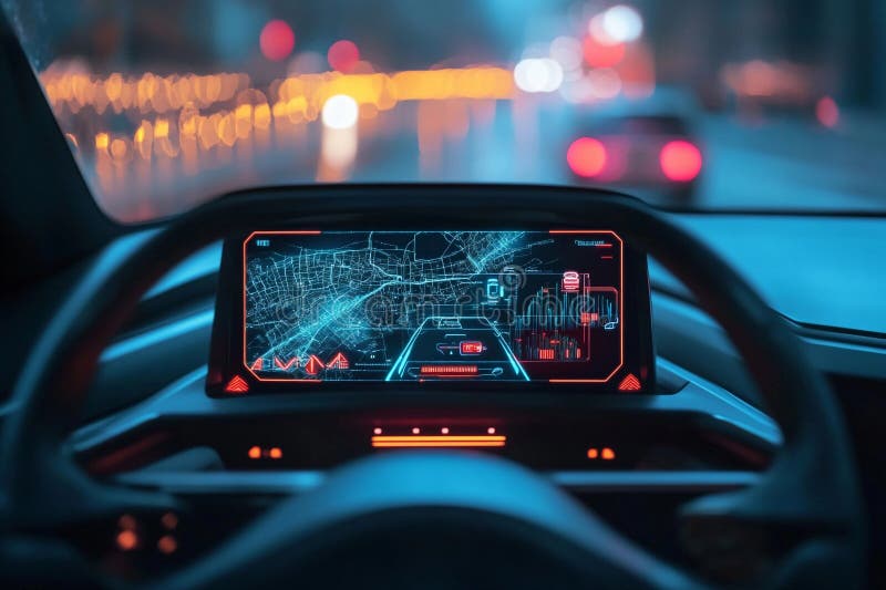 Futuristic Car Heads-up Display Showcasing Speed and Navigation in a ...