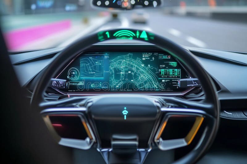 Futuristic Car Heads-up Display Showcasing Speed and Navigation in a ...