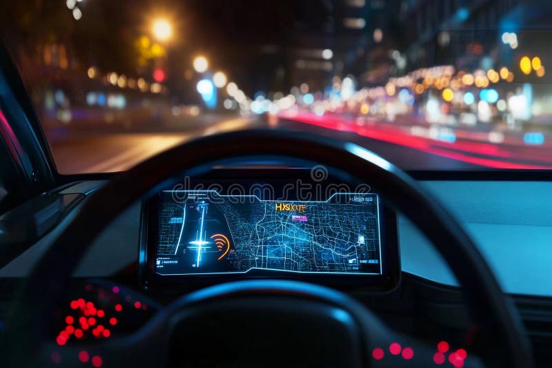 Futuristic Car Heads-up Display Showcasing Speed and Navigation in a ...