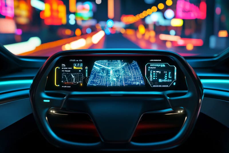 Futuristic Car Heads-up Display Showcasing Speed and Navigation in a ...