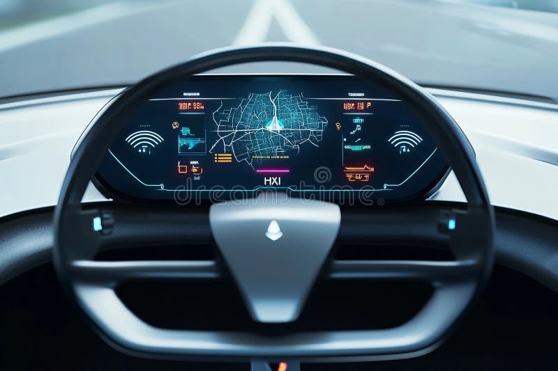 Futuristic Car Heads-up Display Showcasing Speed and Navigation in a ...