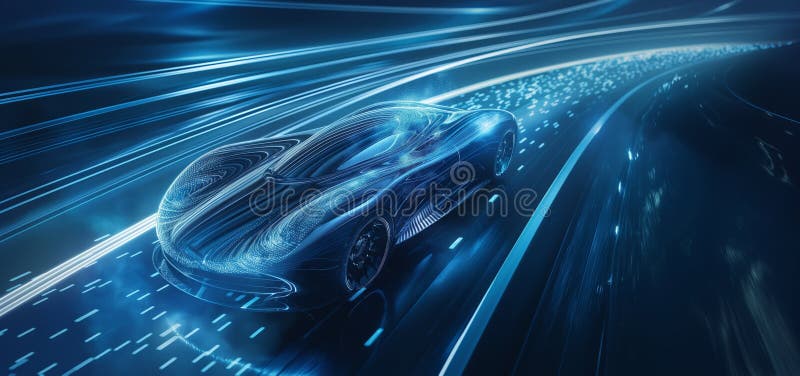 Futuristic Car on a High-Tech Highway Stock Photo - Image of future ...