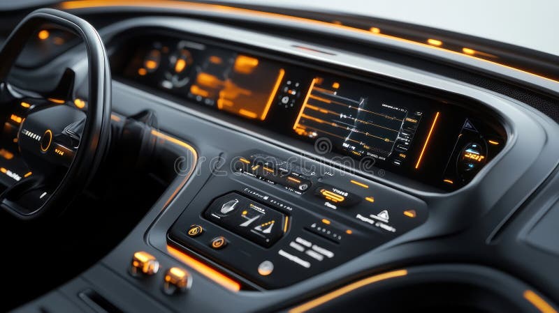 Futuristic Car Dashboard Design Stock Illustration - Illustration of ...