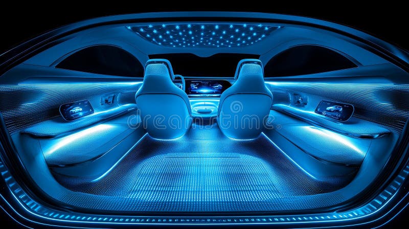 Futuristic Car Interior Design Concept with Neon Lights and HighTech ...
