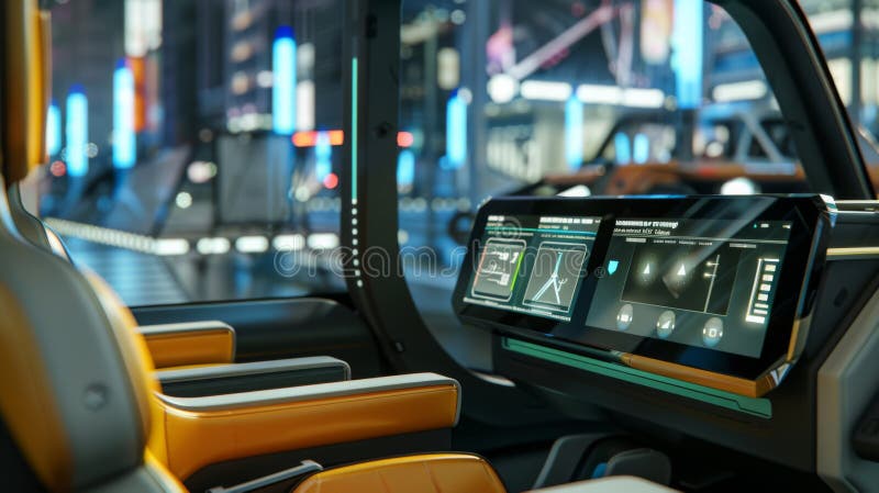 Futuristic Car Interior with Digital Display Stock Image - Image of ...