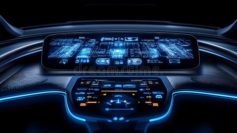 Future car interiors stock illustration. Illustration of blue - 374097764