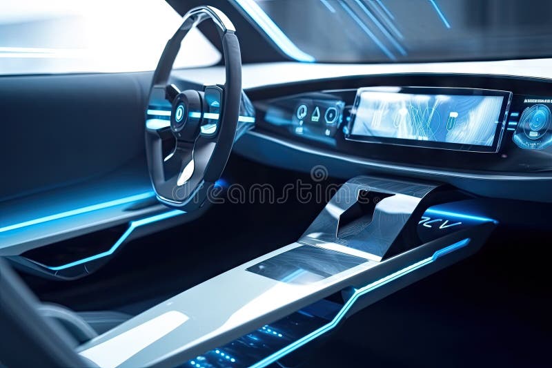 Futuristic Car Interior, with High-tech Dashboard and Touch Screen ...