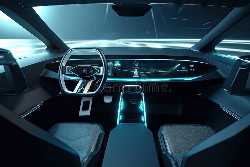 Futuristic Car Interior, with High-tech Dashboard and Touch Screen ...
