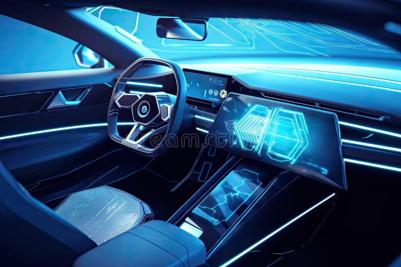 Futuristic Car Interior with Innovative Touch Screen Control System ...