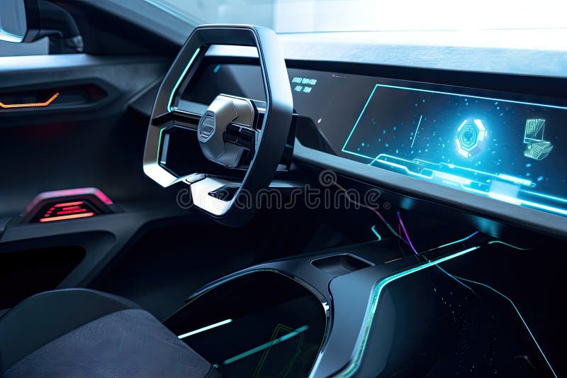 Futuristic Car Interior with Innovative Touch Screen Control System ...