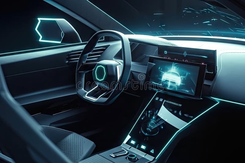 Futuristic Car Interior with Innovative Touch Screen Control System ...