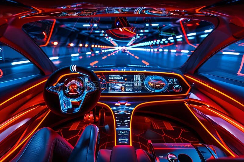 Futuristic Car Interior with Integrated Smart Tech. Generative AI Stock ...