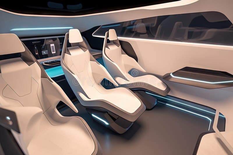 Futuristic Car Interior Showcasing Different Types of Seats, Including ...