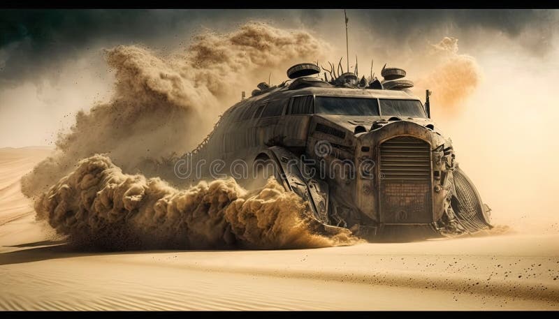Futuristic Car with Intricate Design, Moving Fast in the Desert ...
