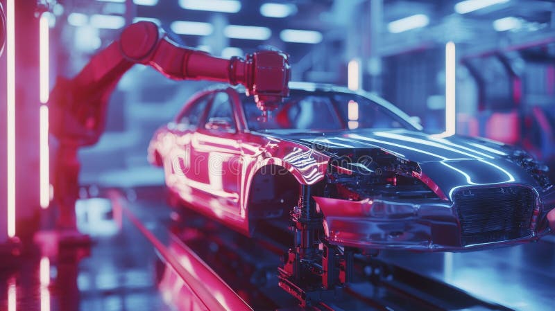 Futuristic Car Manufacturing with Robotic Precision Tools Stock ...