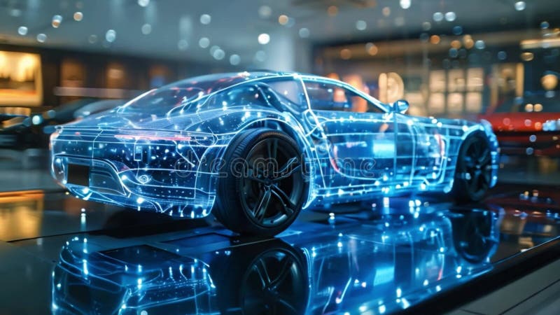 Holographic Display of a Modern Car Model Stock Footage - Video of ...